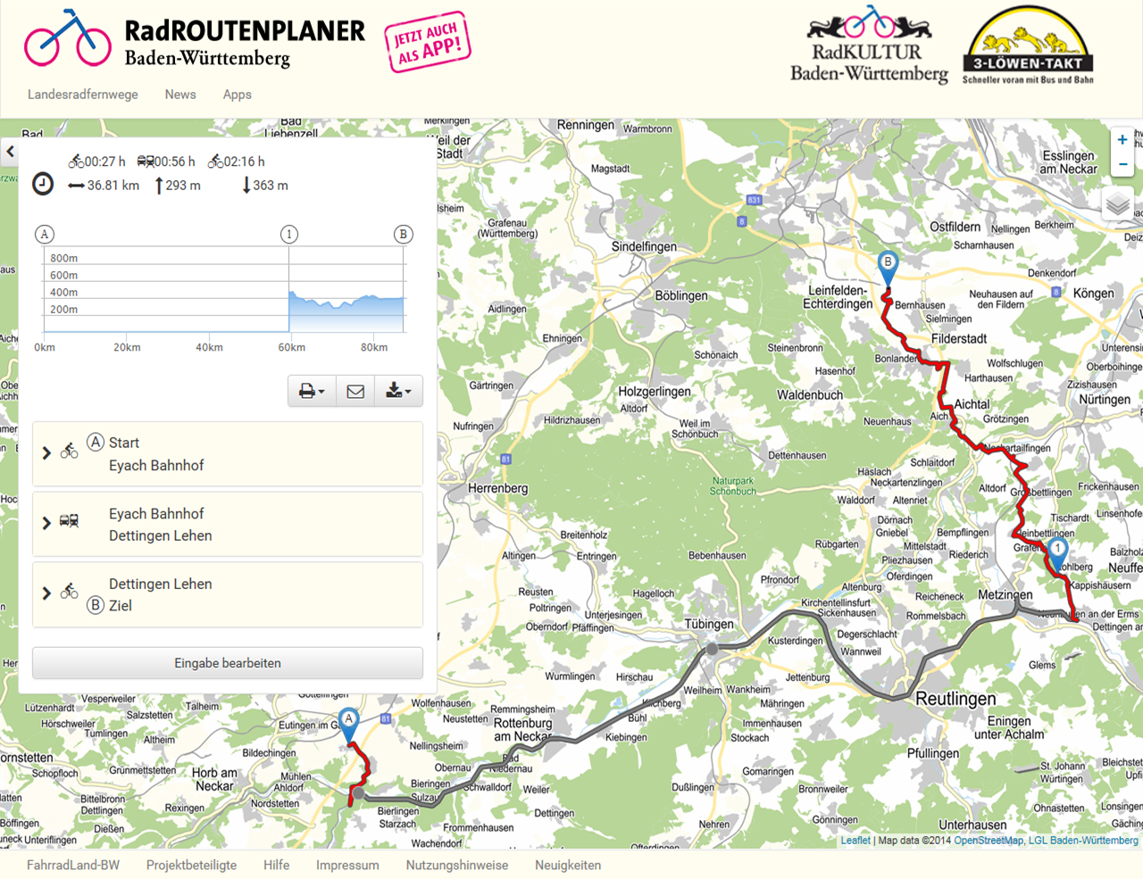 Radroutenplaner Baden-Württemberg in neuem Gewand