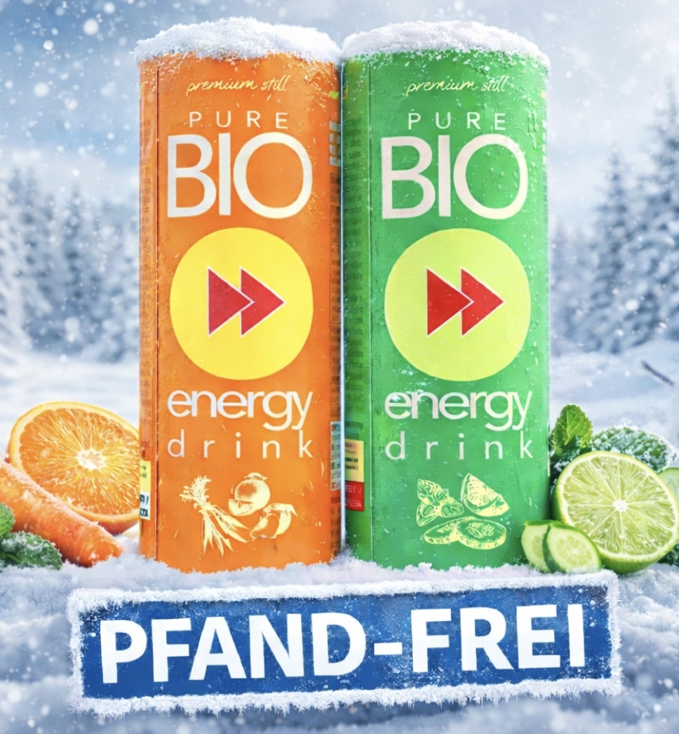 Pure Bio Energy Drink positioniert sich erfolgreich neben Red Bull